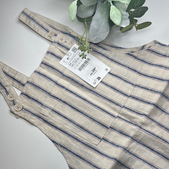 Zara | Bottoms | Zara Striped Linen Overalls | Poshmark